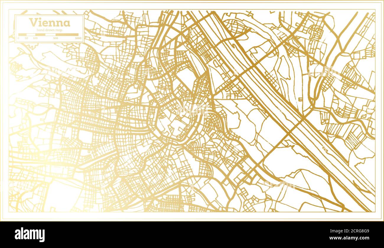 Vienna Austria City Map in Retro Style in Golden Color. Outline Map ...
