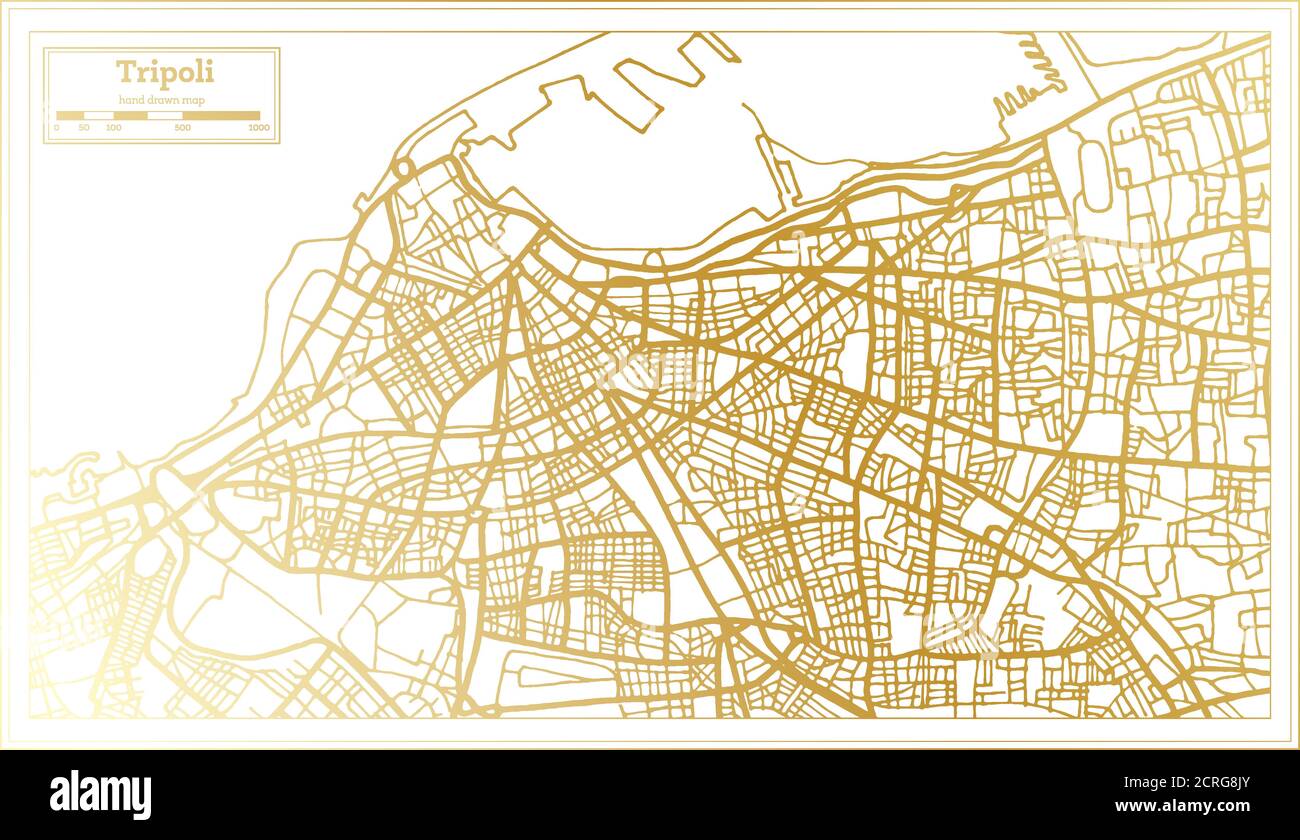 Tripoli Libya City Map in Retro Style in Golden Color. Outline Map ...