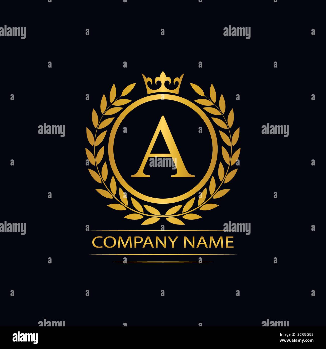 Golden Letter A laurel wreath template logo Luxury gold letter with ...