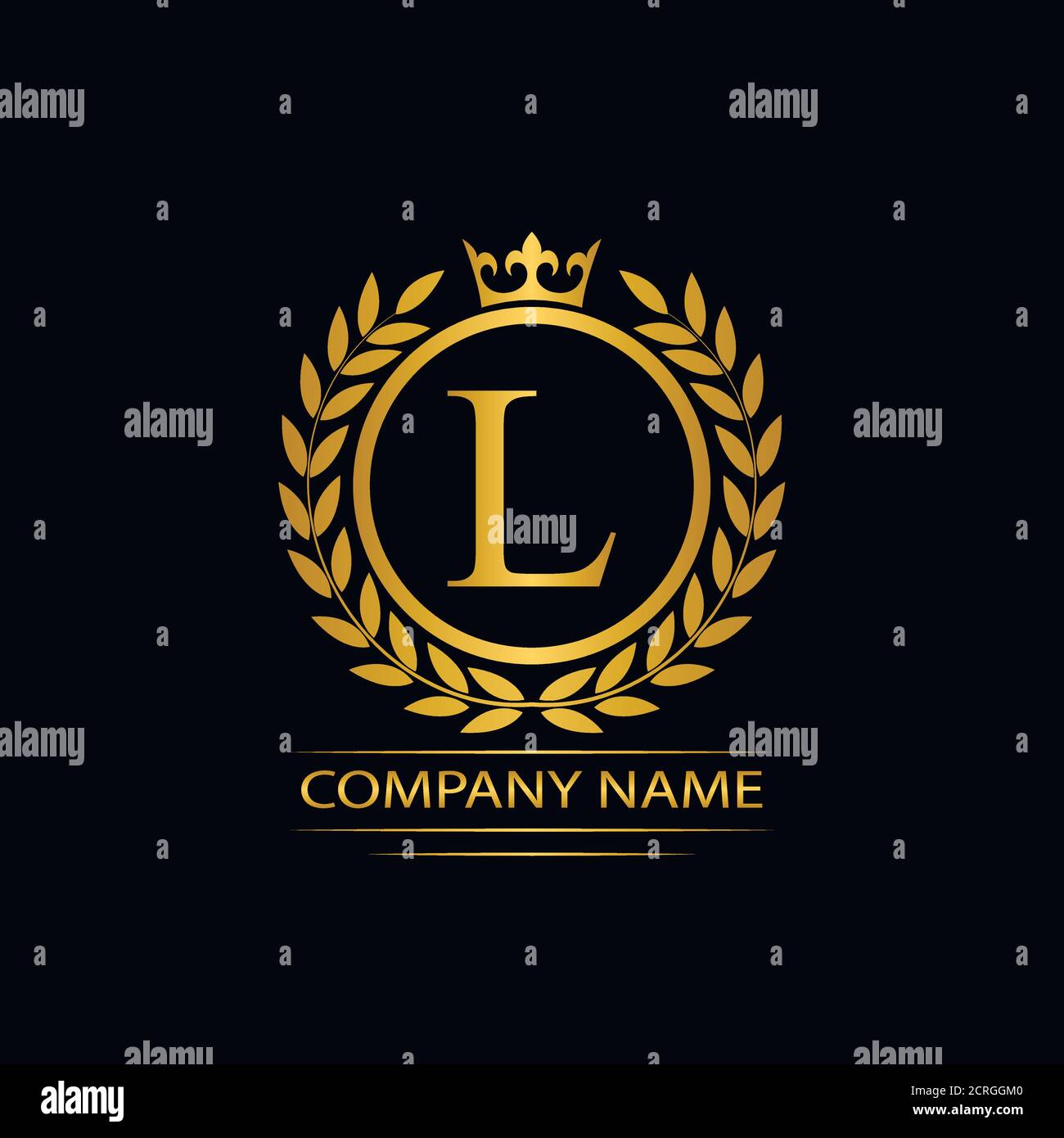 Golden Letter L laurel wreath template logo Luxury gold letter with ...