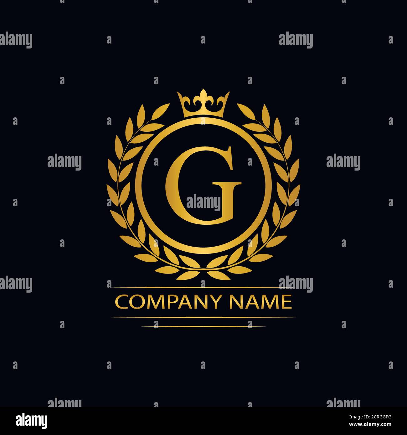 Golden Letter G laurel wreath template logo Luxury gold letter with ...