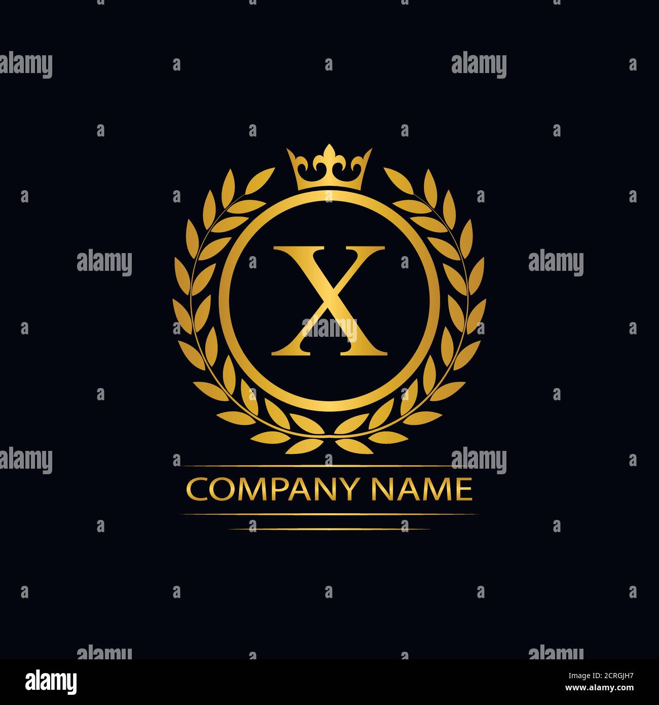 Golden Letter X laurel wreath template logo Luxury gold letter with ...
