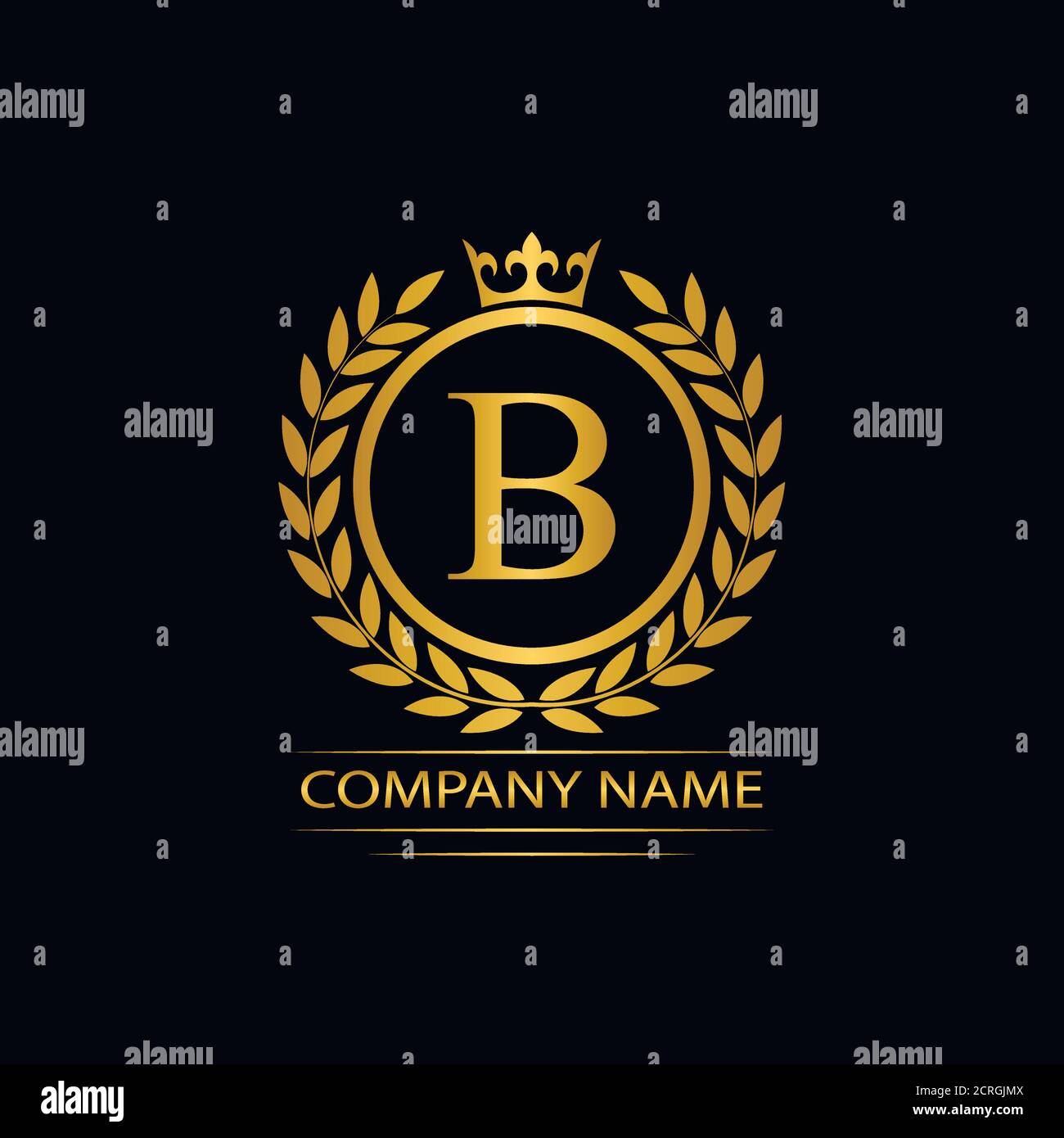 Golden Letter B laurel wreath template logo Luxury gold letter with ...