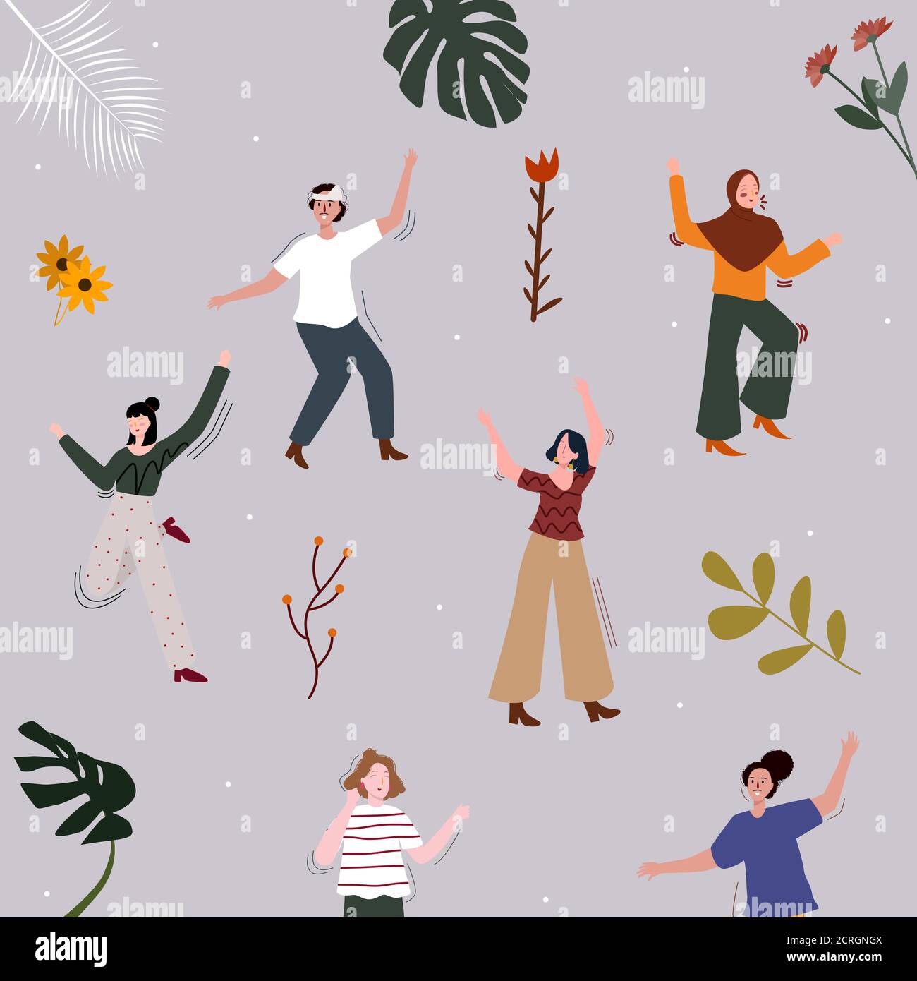 Dancer set collection contemporary classical dance natural leaf flower ...