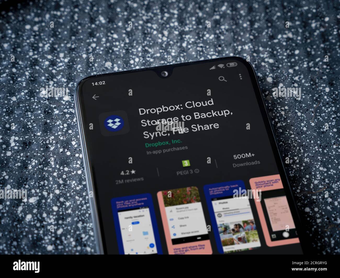 Lod, Israel - July 8, 2020: Dropbox app play store page on the display ...