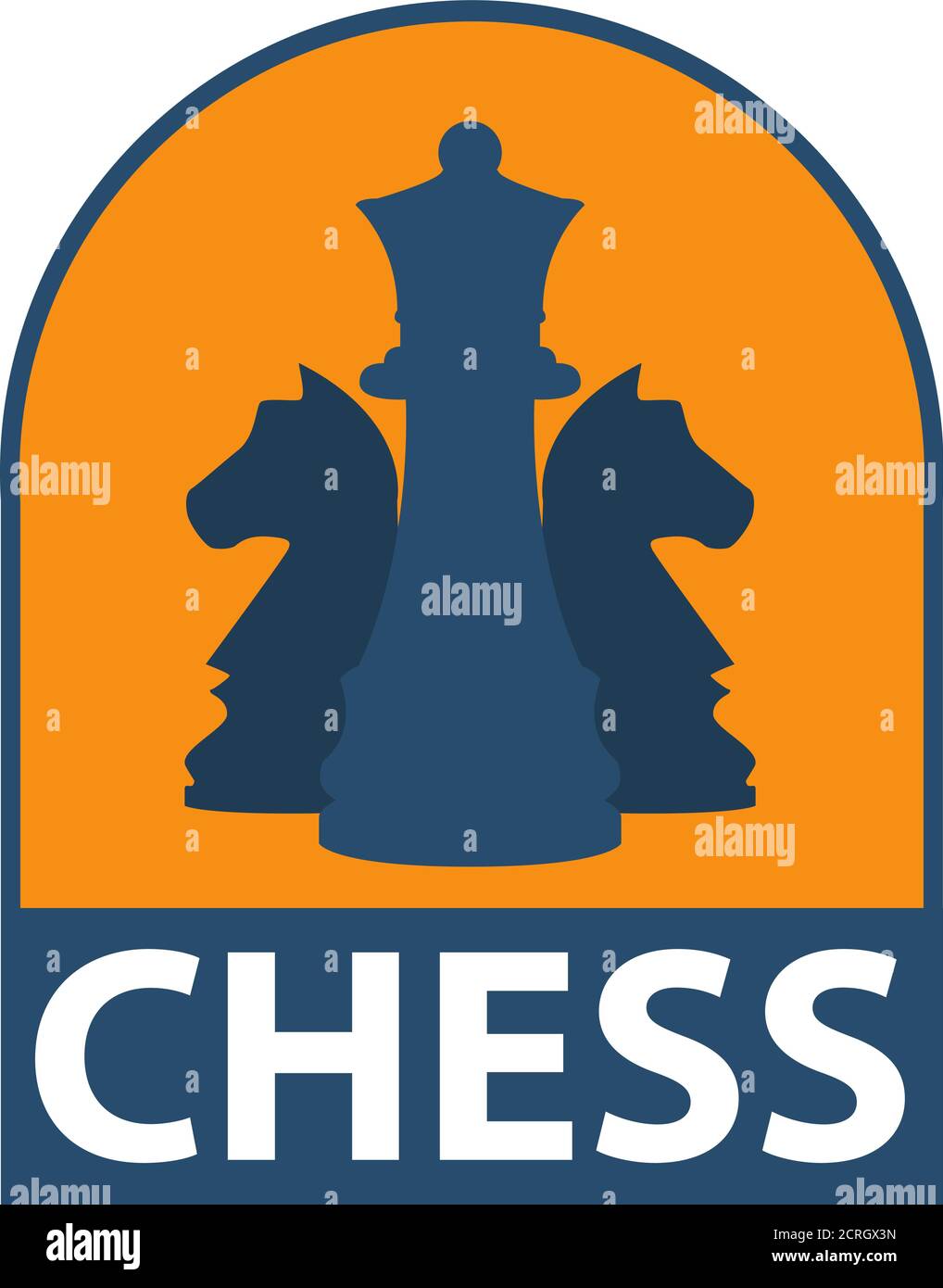 Icon of chess in strategy in flat style. Concept of design of an emblem ...