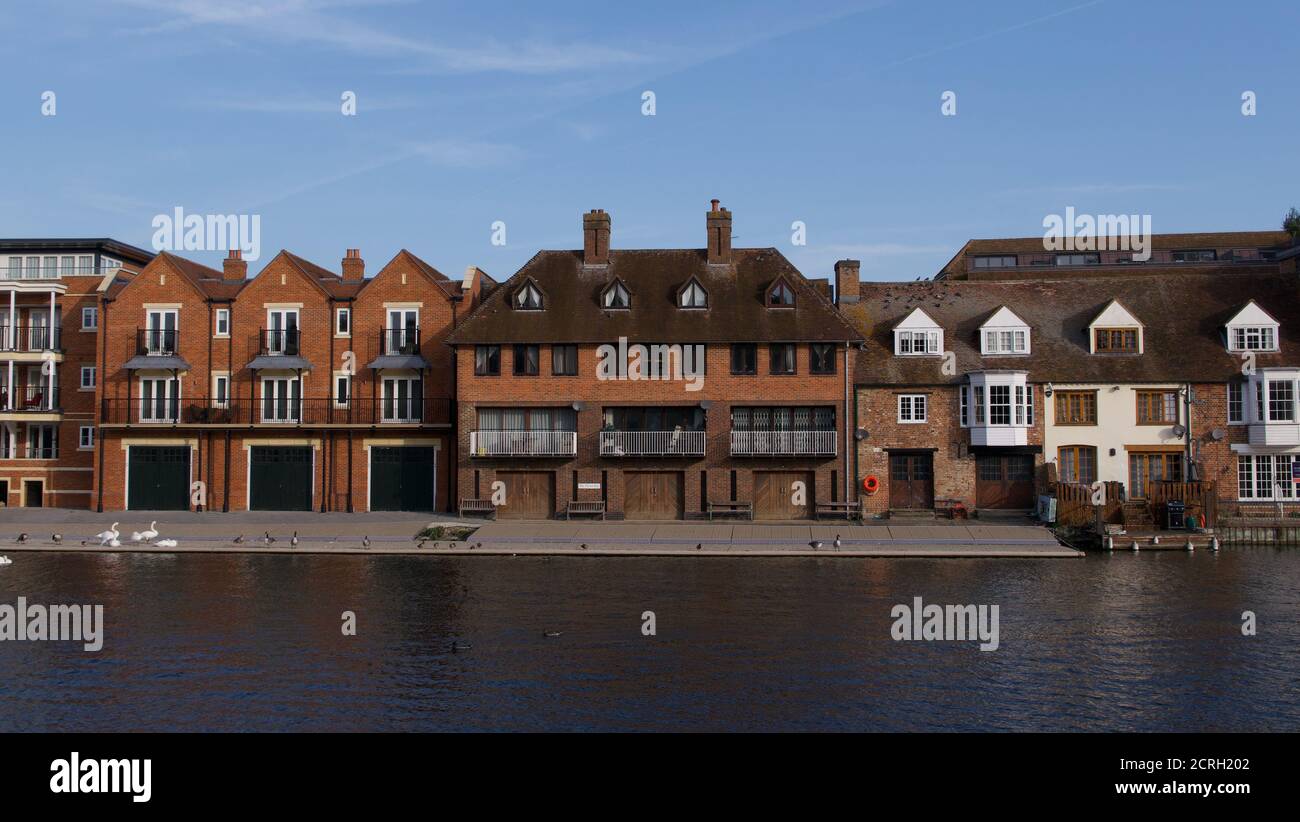 19 September 2020 - Windsor, UK: View of riverside properties with ...
