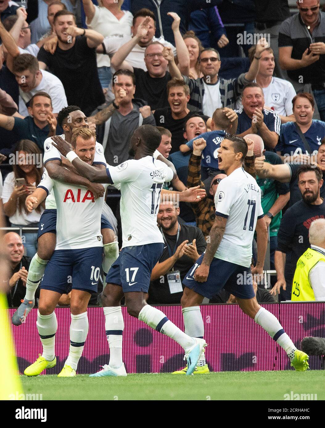 Harry Kane celebrates scoring for Spurs. Spurs v Aston Villa. PHOTO ...
