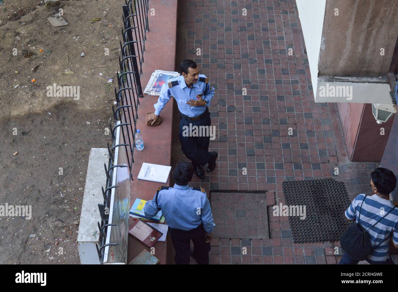 A unit of guards standing at side taking rest after hectic day at ...