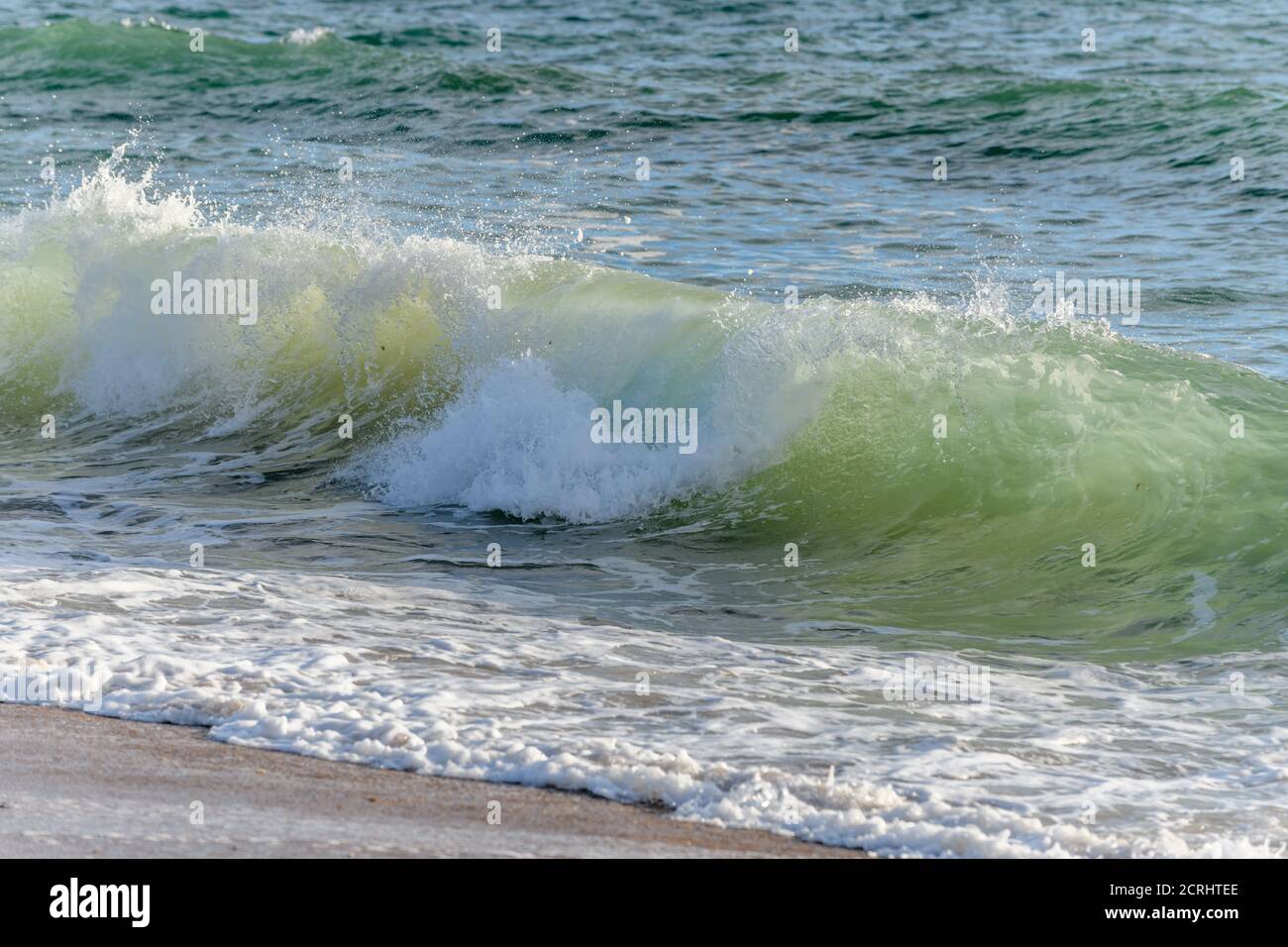 Beautiful sea wave in the atlantic ocean at the french coast near the ...