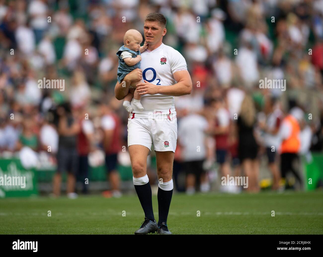 England Captain Owen Farrell walks around the pitch at the end of the match applauding the ...