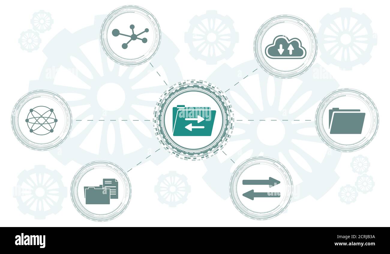 Concept of data exchange with connected icons Stock Photo - Alamy