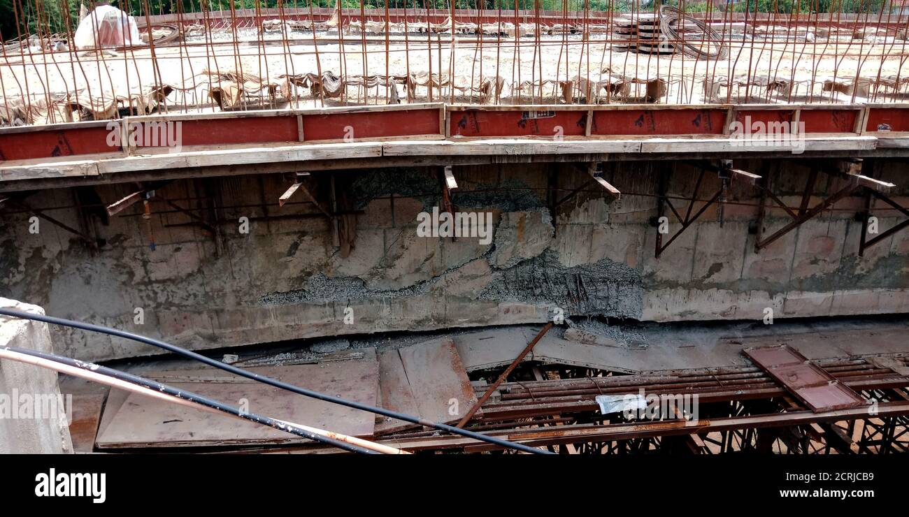 Cemented overbridge construction damage due to bad quality material ...