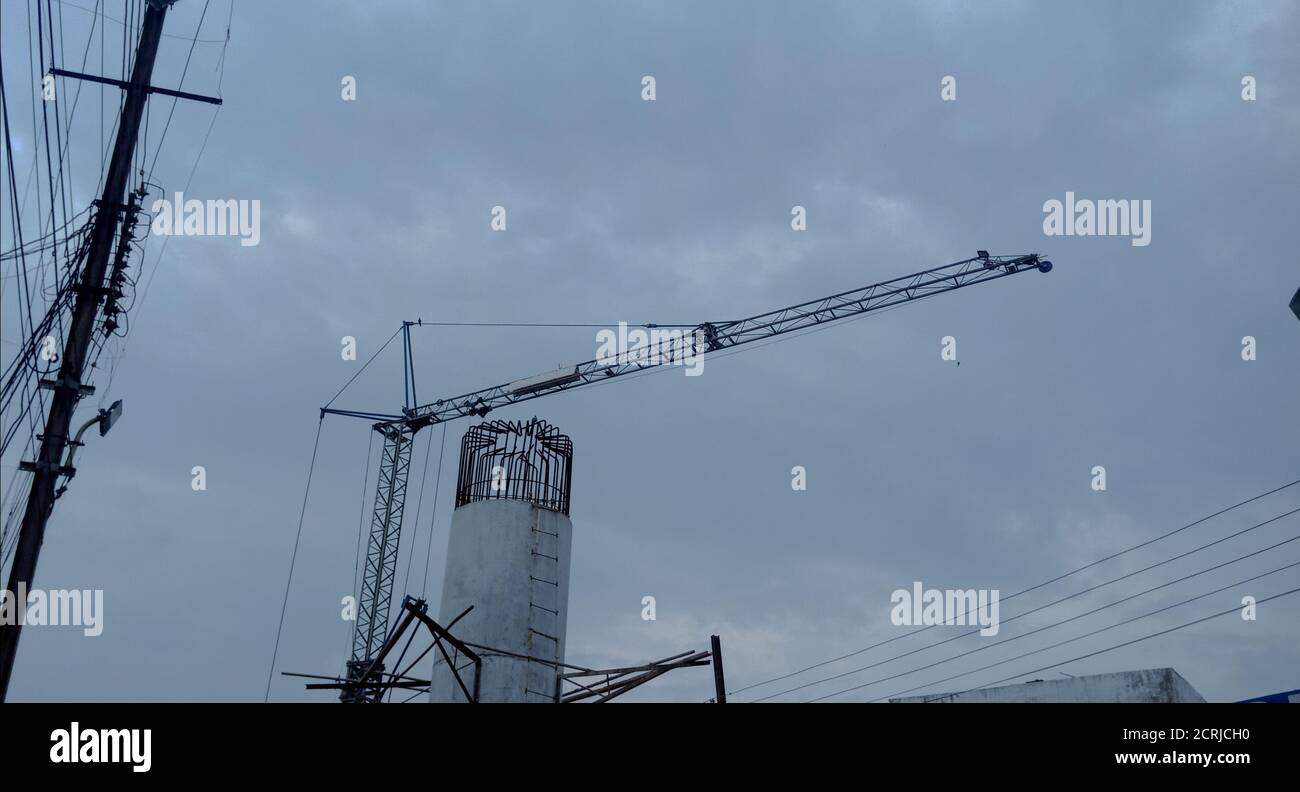 Cemented bridge construction work on sky background Stock Photo - Alamy