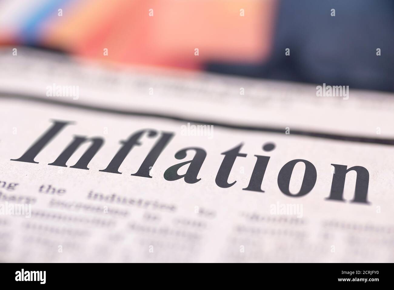 Inflation written newspaper close up shot to the text Stock Photo - Alamy