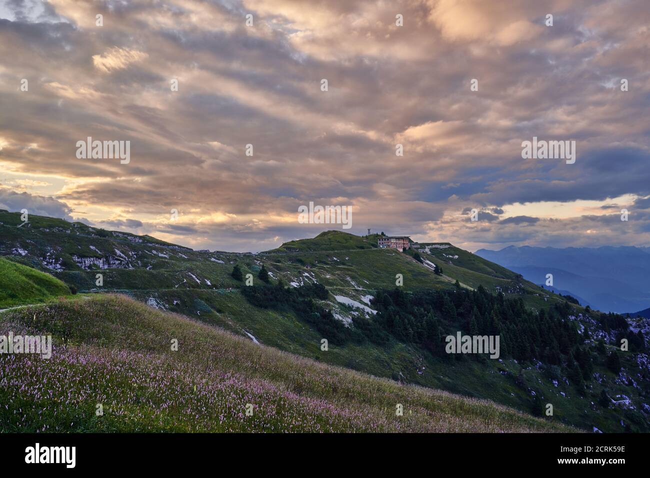 Sunset from the top of Mount Grappa in Italy Stock Photo - Alamy
