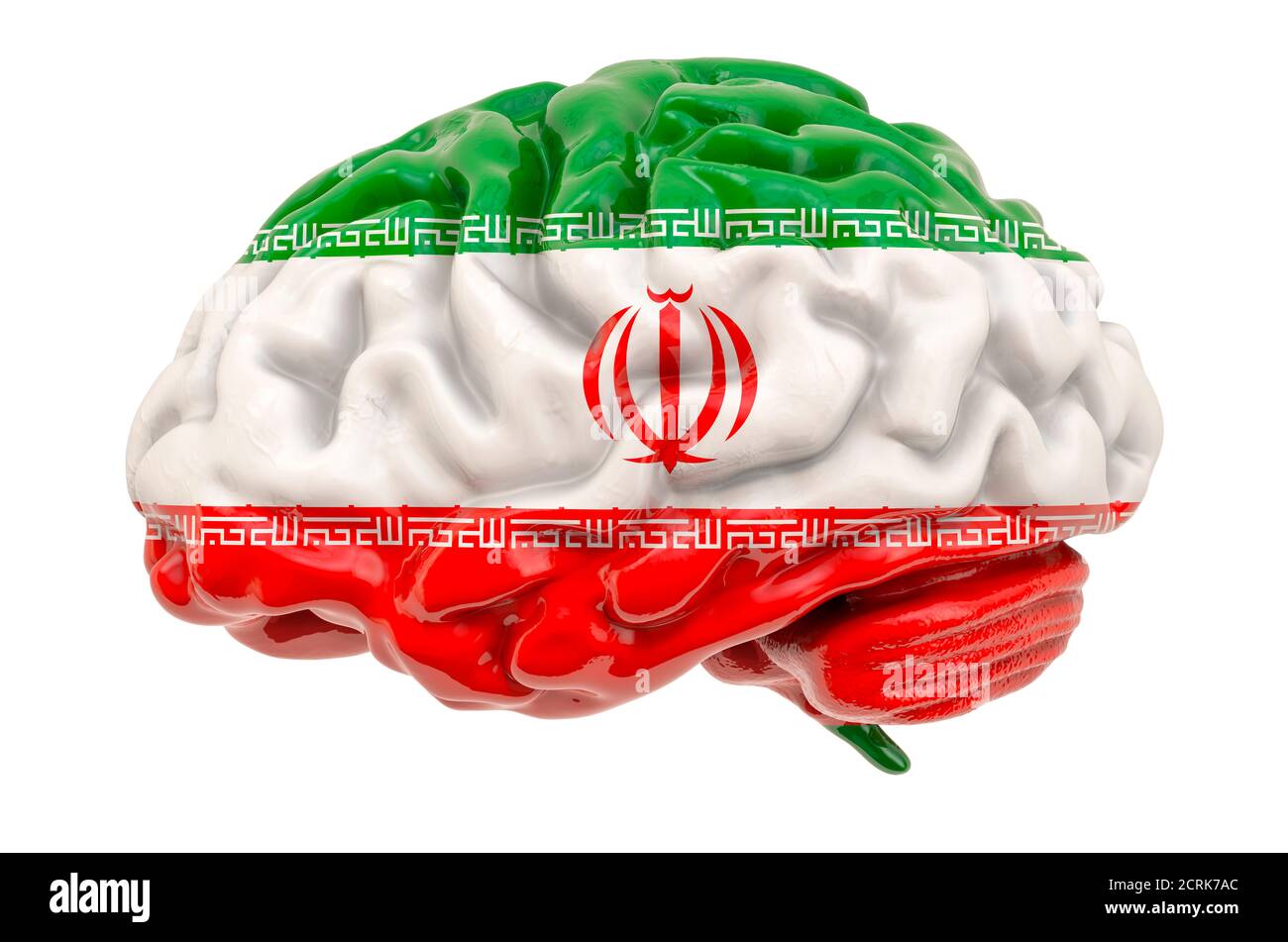 Human brain with Iranian flag. Scientific research and education in ...