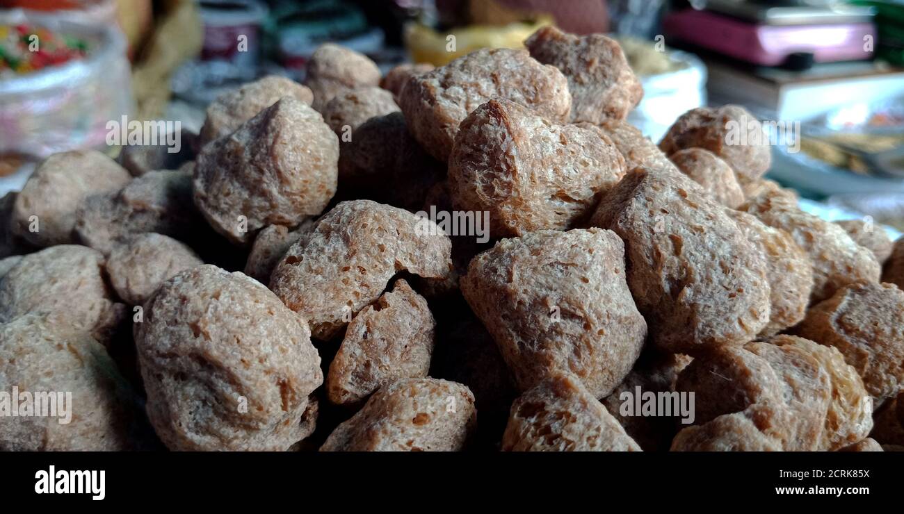 soybean chunks presented on closeup picture for branding promotion ...