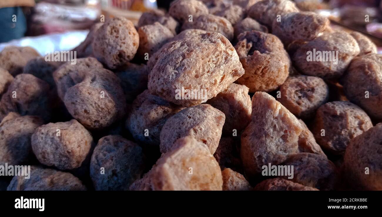 soybean chunks presented on closeup picture for branding promotion ...