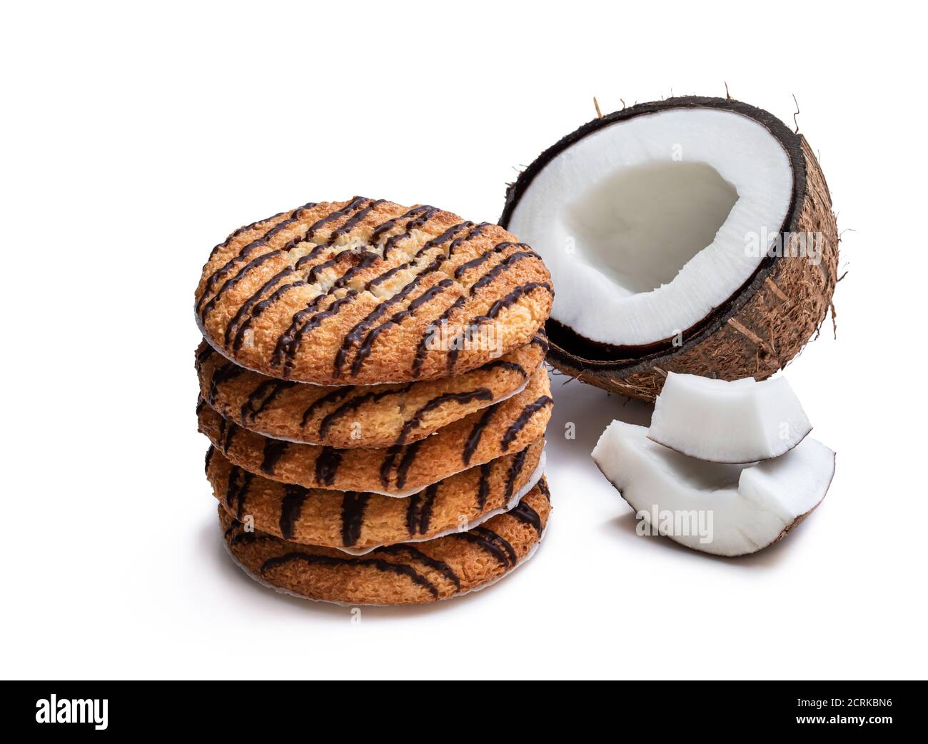 Chocolate coconut cookies isolated on white background Stock Photo - Alamy