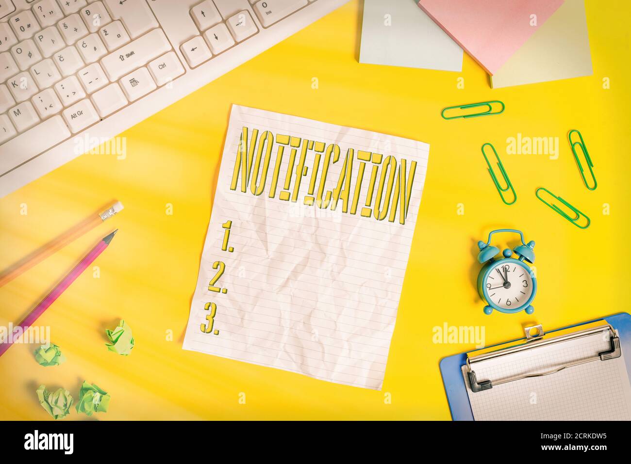 Writing note showing Notification. Business concept for act or instance ...