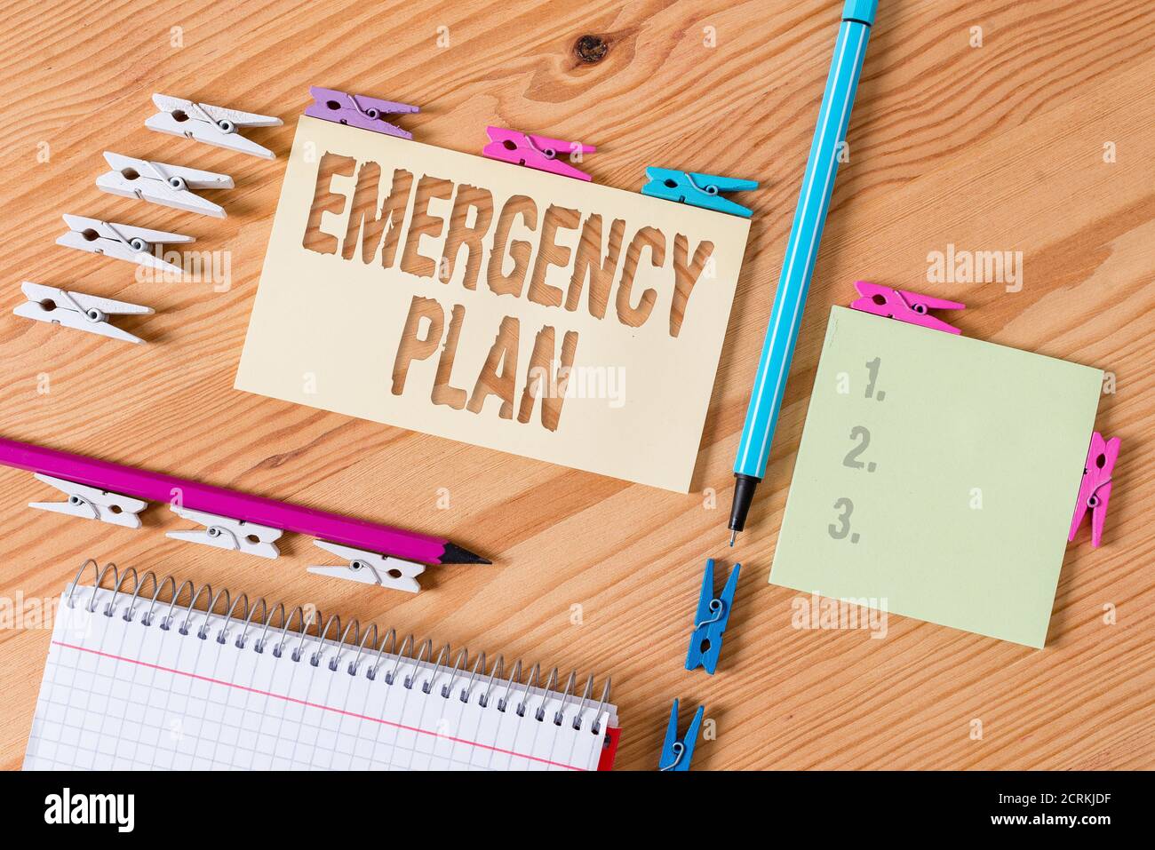 Writing note showing Emergency Plan. Business concept for instructions ...