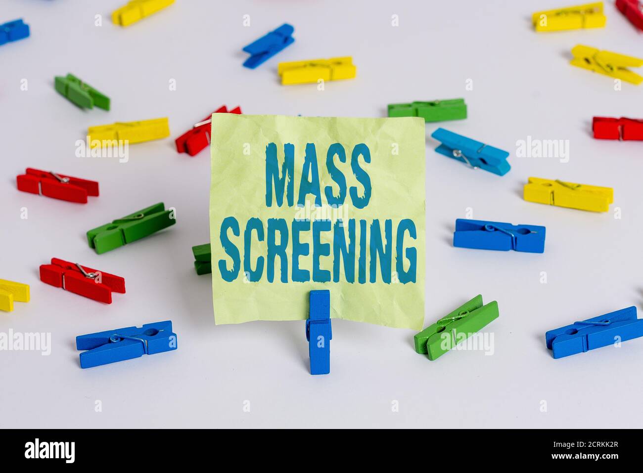 Writing note showing Mass Screening. Business concept for health ...