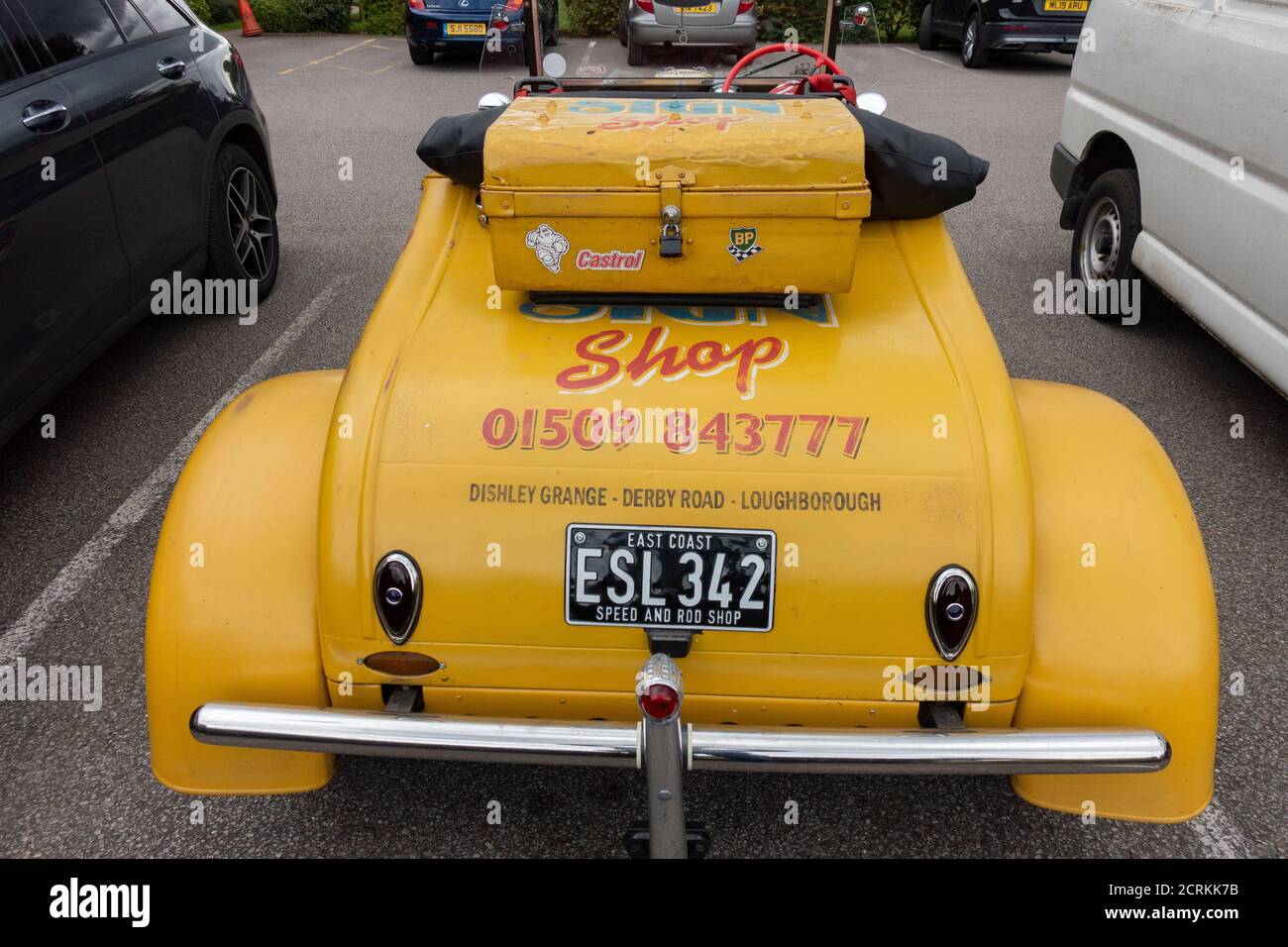 Rear of ford yellow hot rod hemswell august 2020 hi-res stock ...