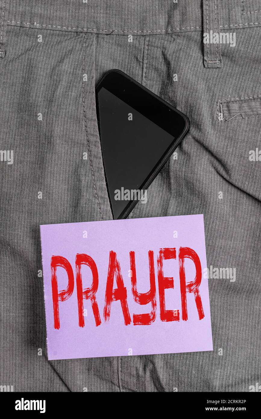 Word writing text Prayer. Business photo showcasing solemn request for ...