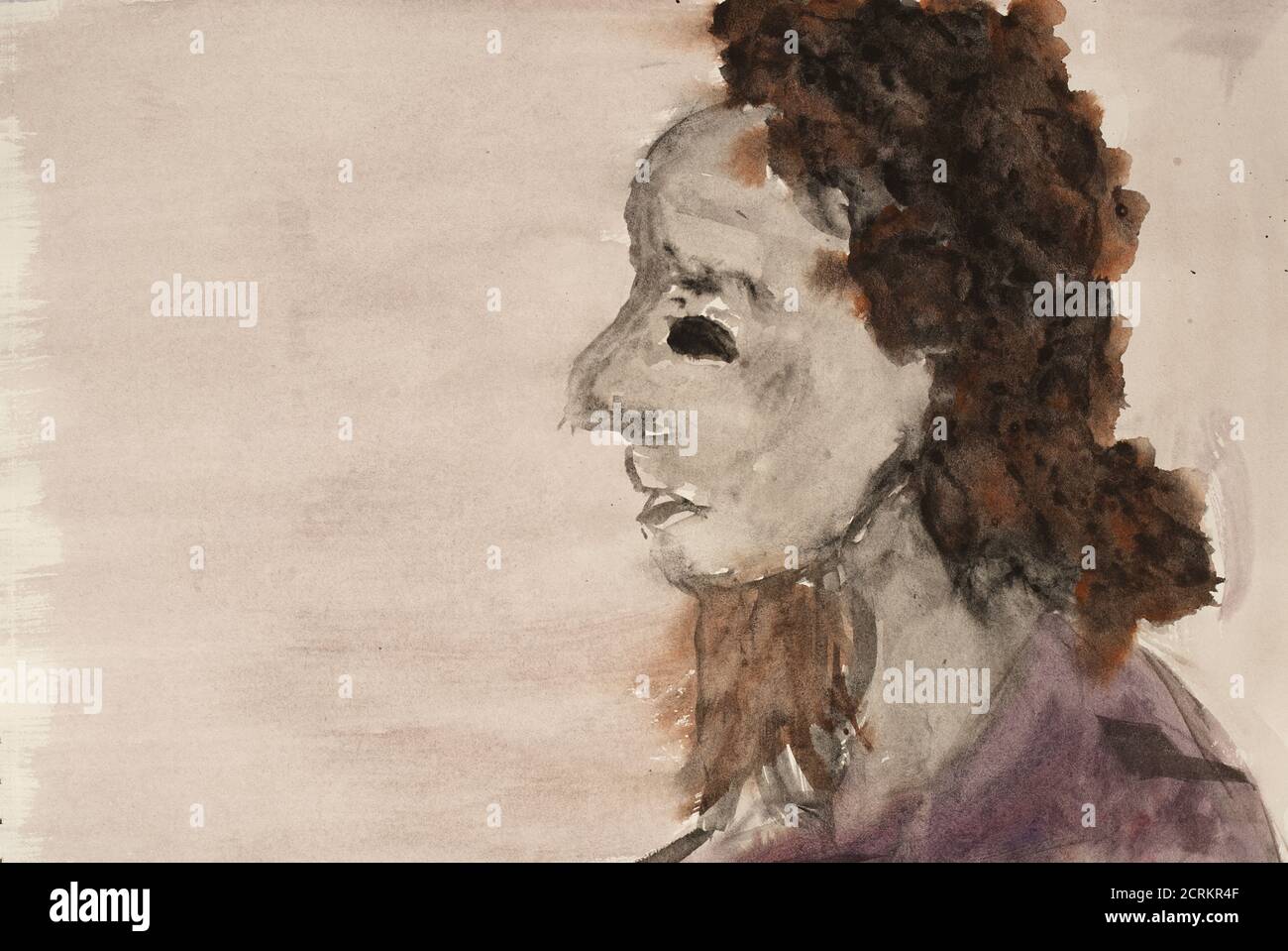 Portrait water color painting of a male human being person Stock Photo ...