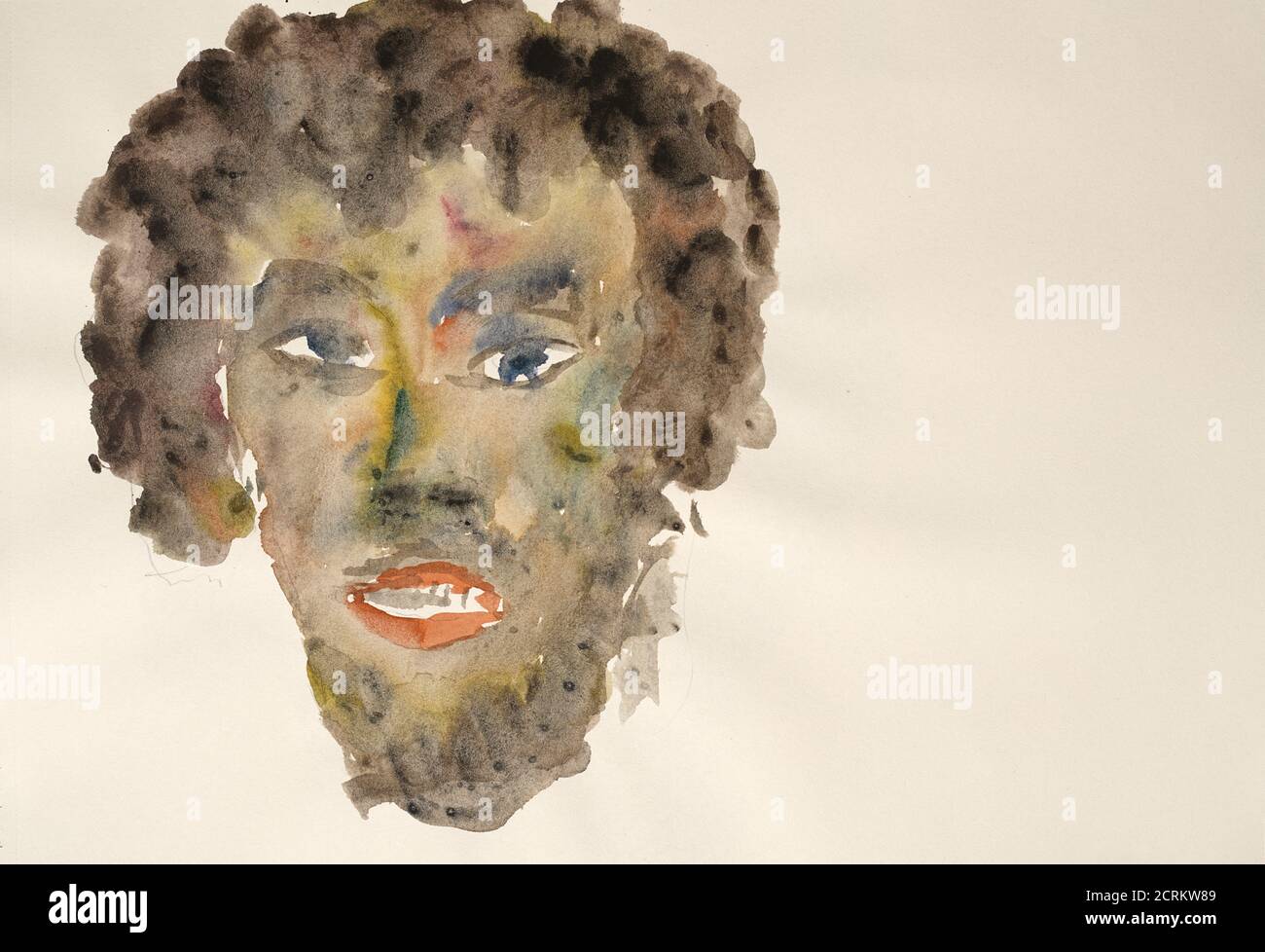 Portrait water color painting of a male human being person Stock Photo ...