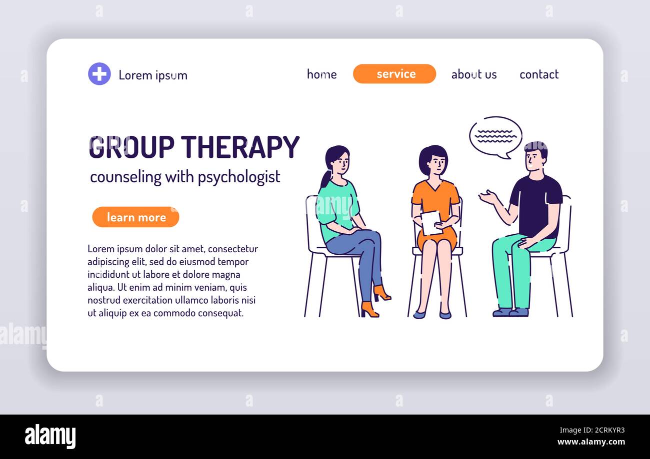 Group therapy web banner. Counseling with psychologist. Isolated ...