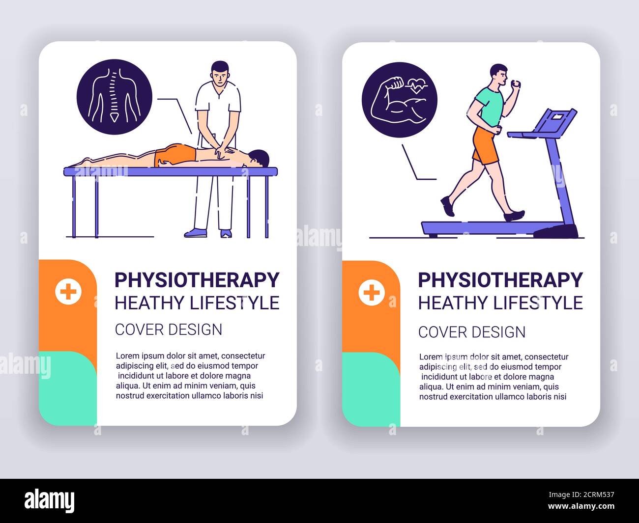 Physiotherapy web banner brochures template. Doctor massages patient ...