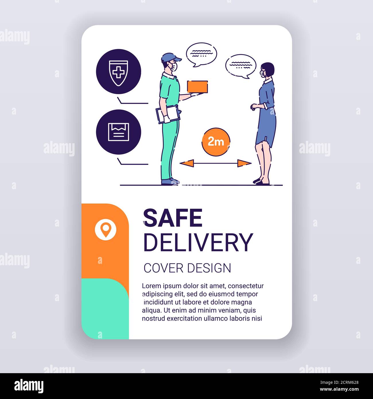 Safe delivery brochure template. Courier services cover design. Print ...