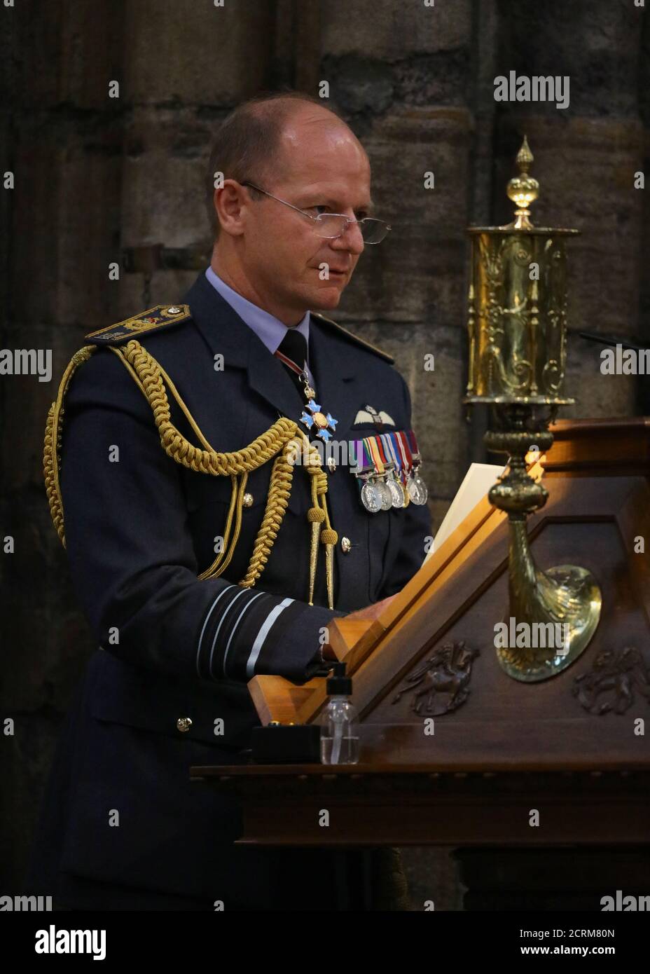 Air Chief Marshal Mike Wigston speaking during a service to mark the ...