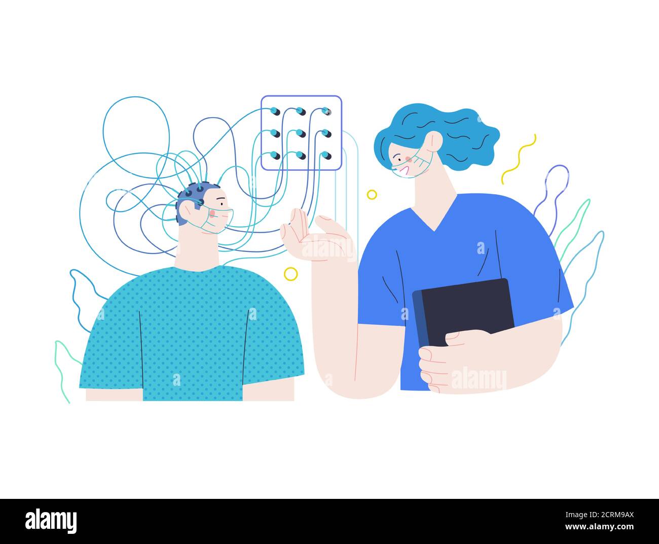 Eeg examination woman Stock Vector Images - Alamy