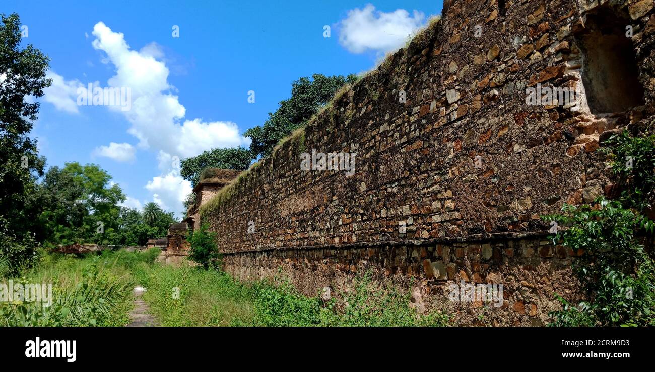 India tourist attraction kingdom architecture, stone wall Fort at green ...