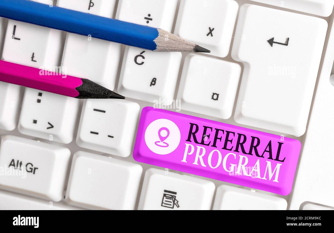 Conceptual hand writing showing Referral Program. Concept meaning ...