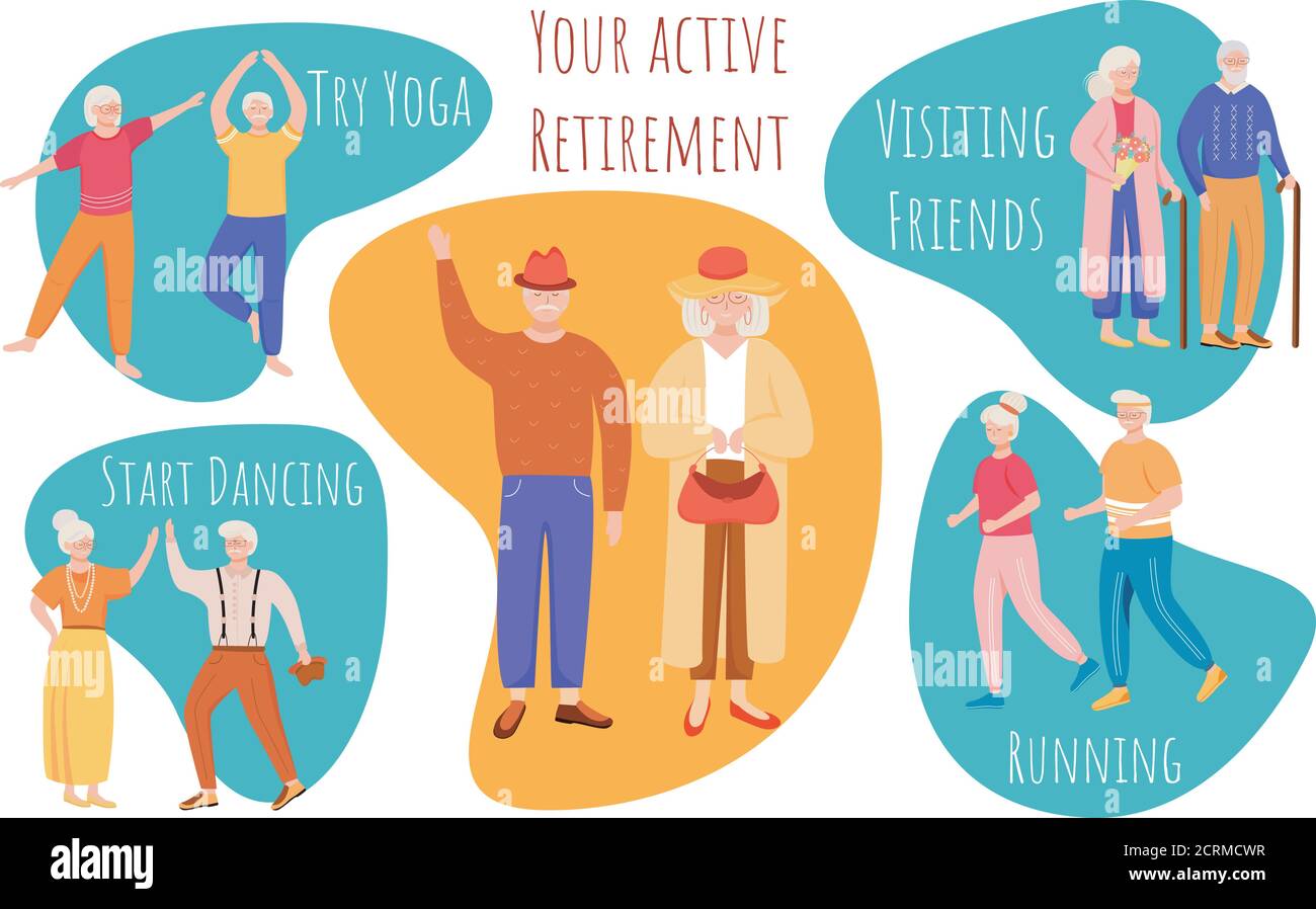 Your active retirement vector infographic template. Try yoga. Poster ...