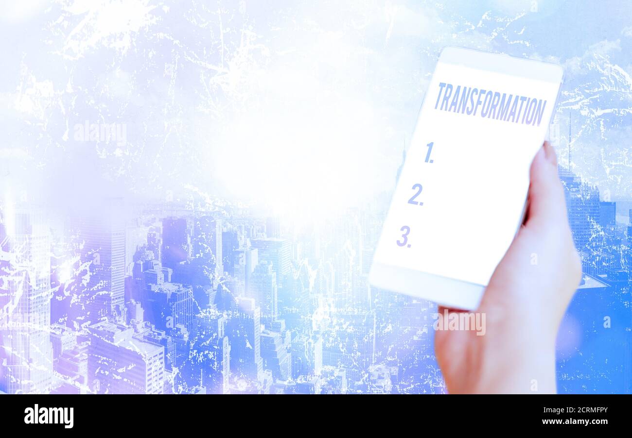Conceptual hand writing showing Transformation. Concept meaning process ...