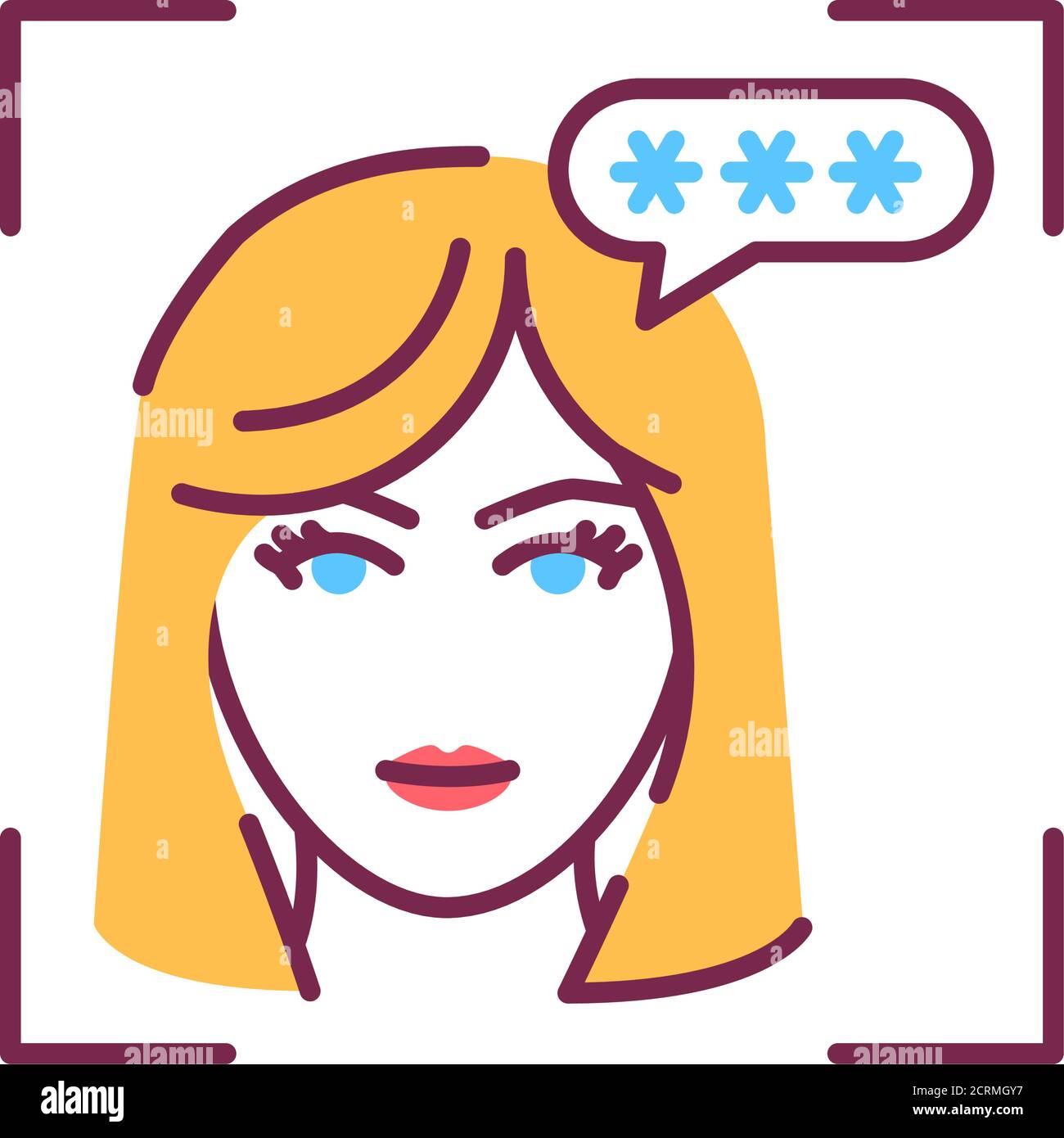 Identification face color line icon. Wrong combination. Password access ...