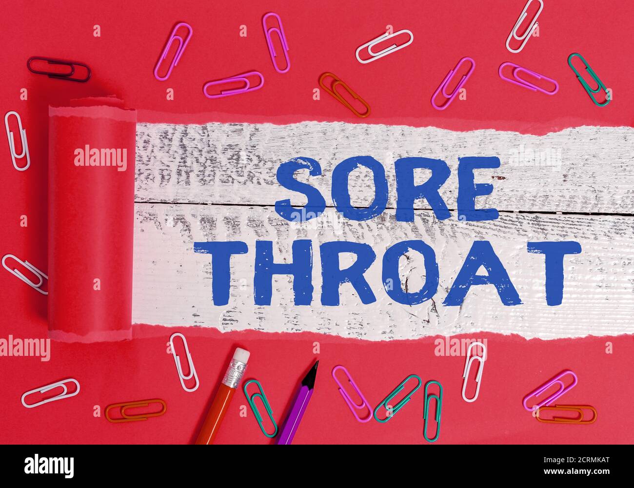 Writing note showing Sore Throat. Business concept for Inflammation ot ...