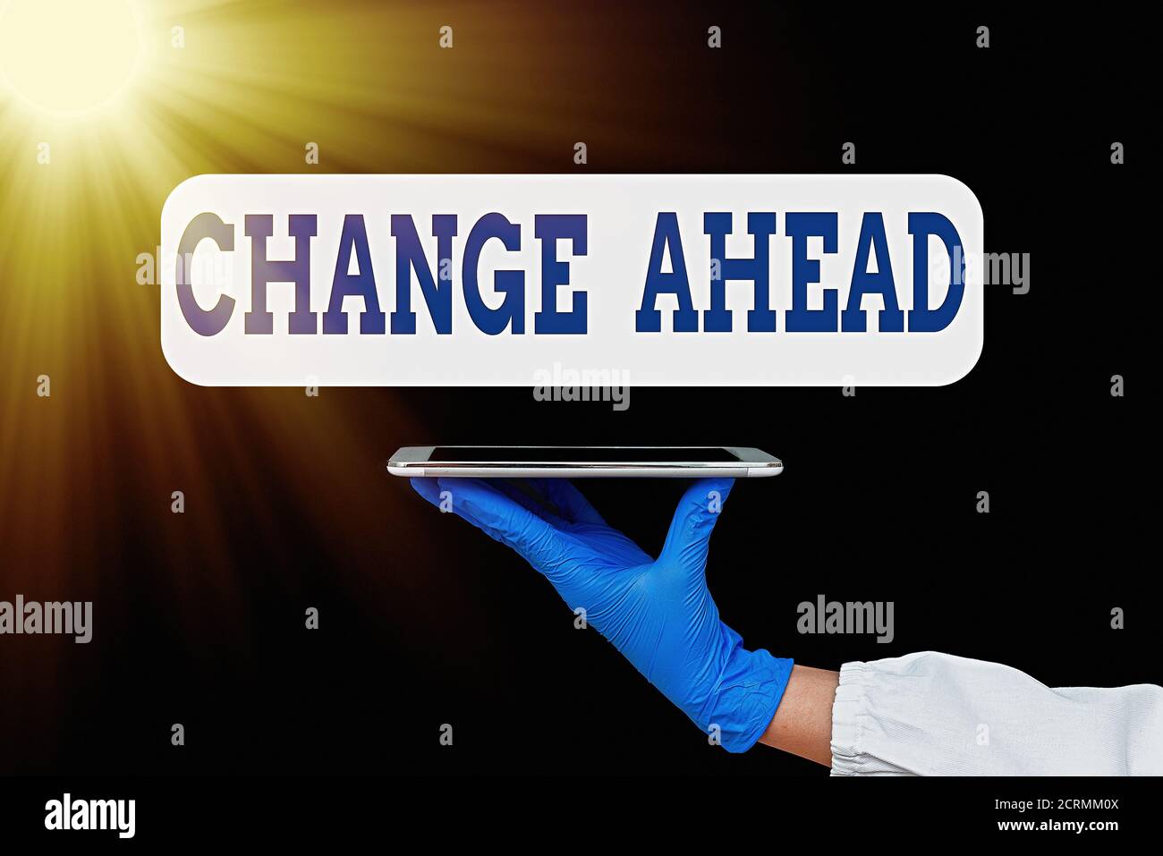 Text sign showing Change Ahead. Business photo showcasing to replace ...