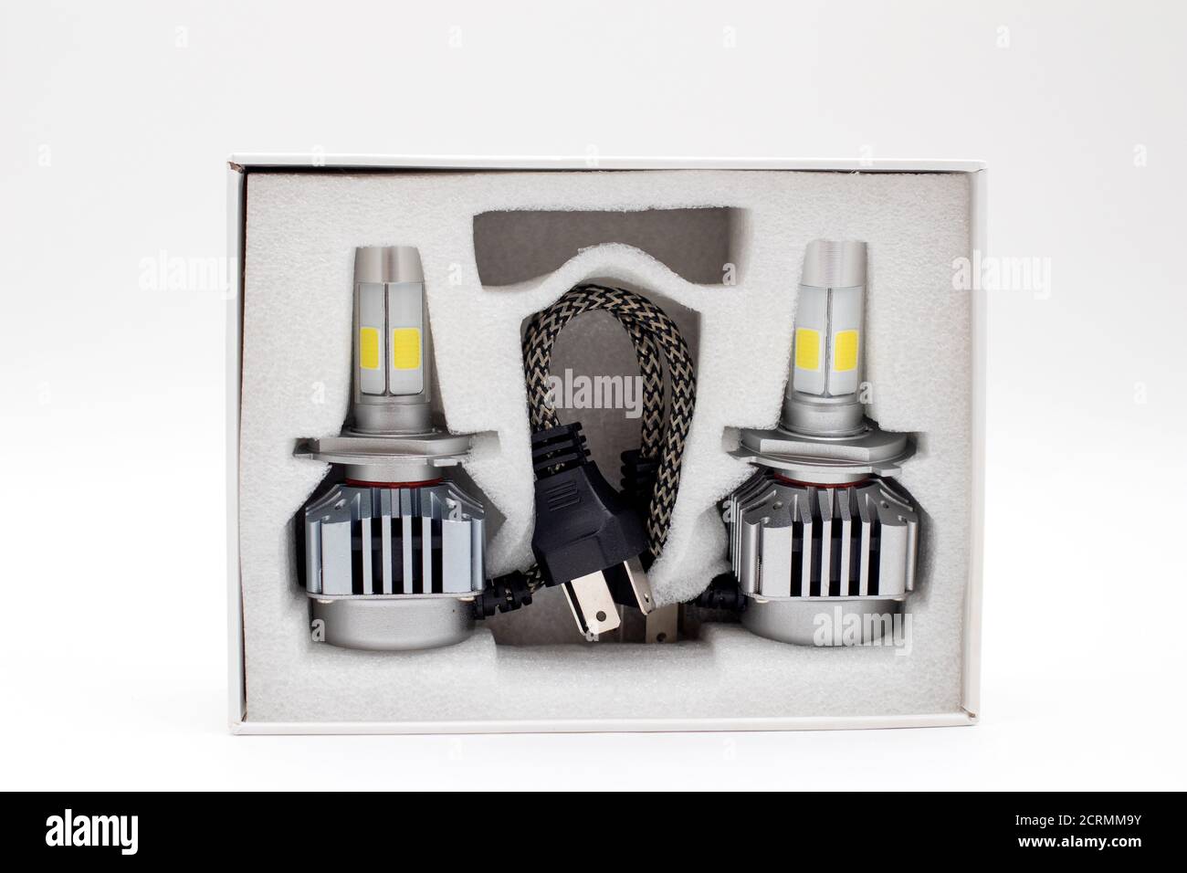 LED bulbs for car in box isolated white background Stock Photo - Alamy