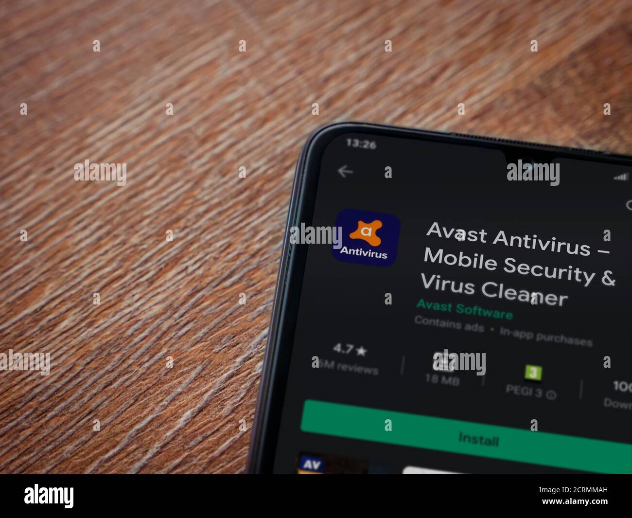 Lod, Israel - July 8, 2020: Avast Antivirus app play store page on the ...