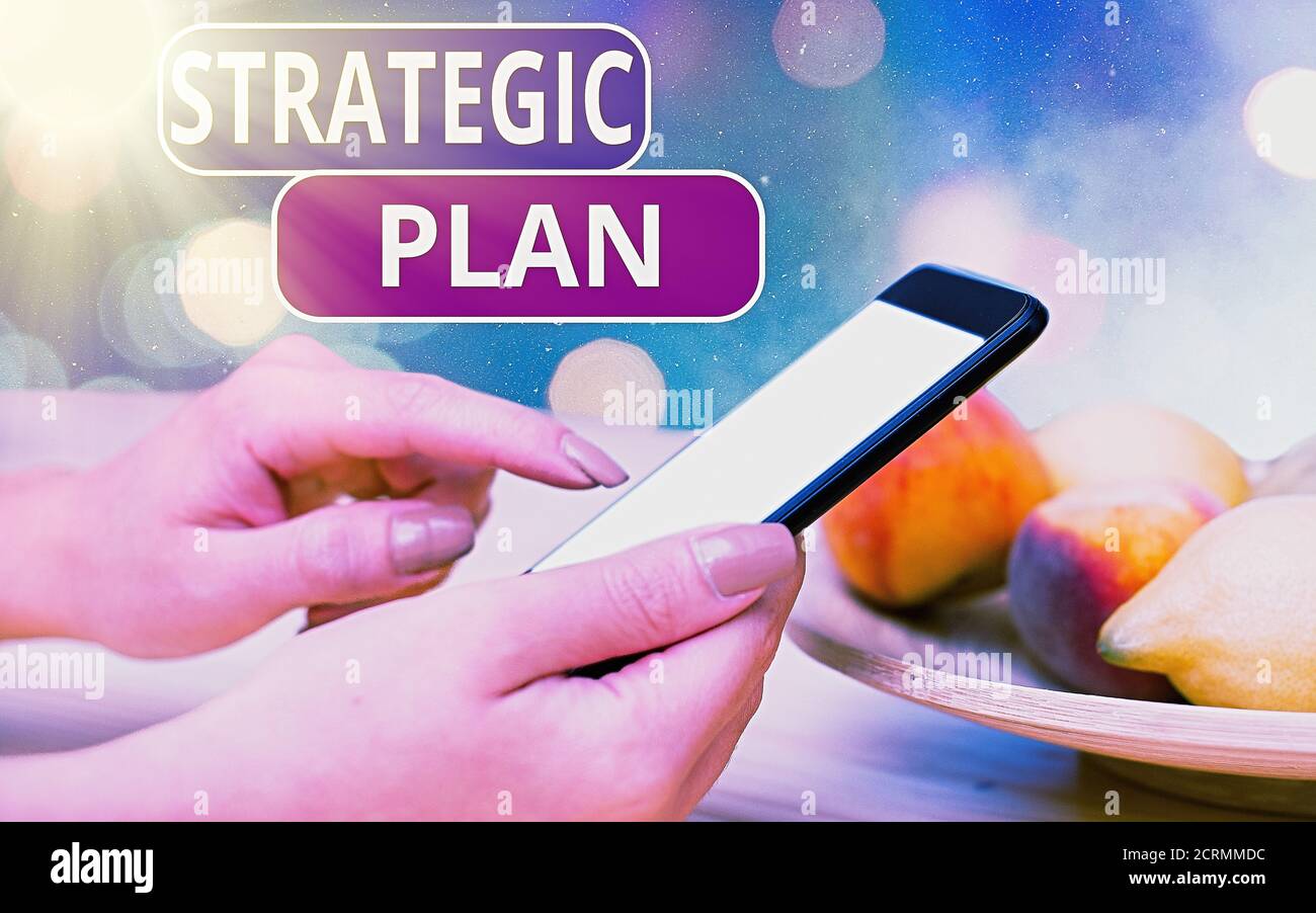Conceptual hand writing showing Strategic Plan. Concept meaning a ...