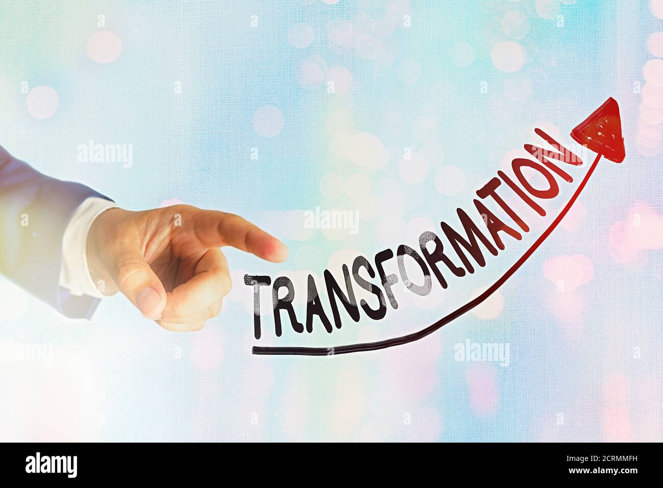 Writing note showing Transformation. Business concept for process, or ...