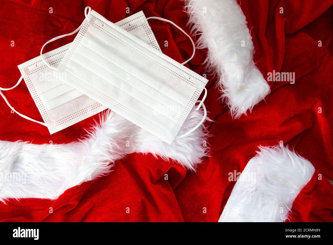 Santa Costume fabric with white safety mask background texture ...