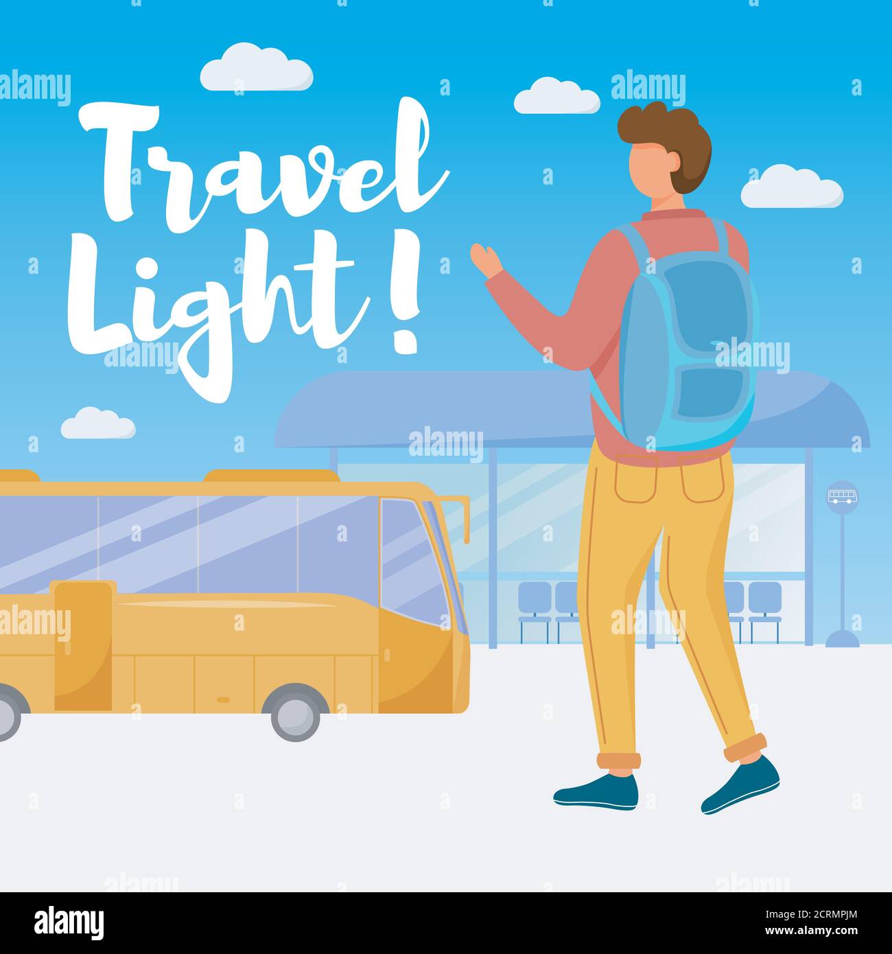 Travel light social media post mockup. Bus passenger transportation ...