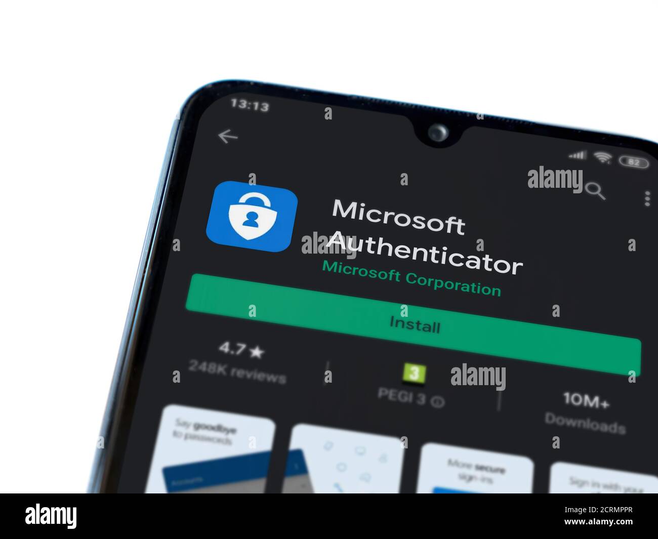 Lod, Israel - July 8, 2020: Microsoft Authenticator app play store page ...